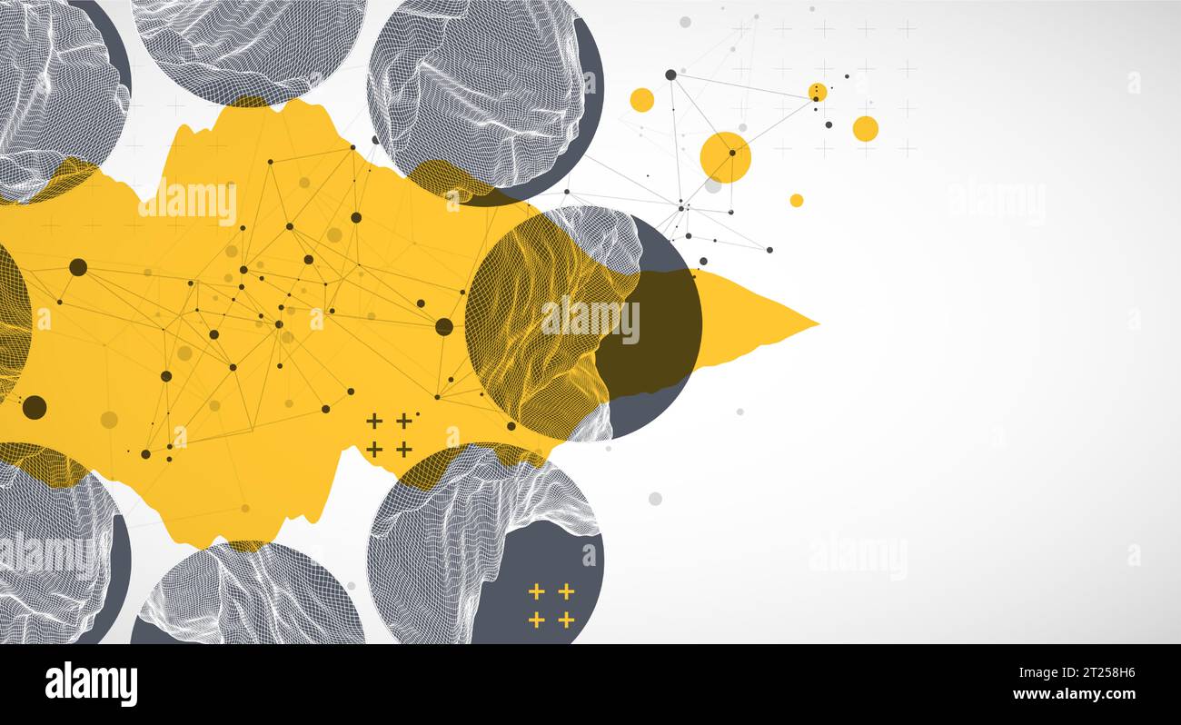 Trendy abstract wireframe background. Modern science or technology art elements. Surface ...
