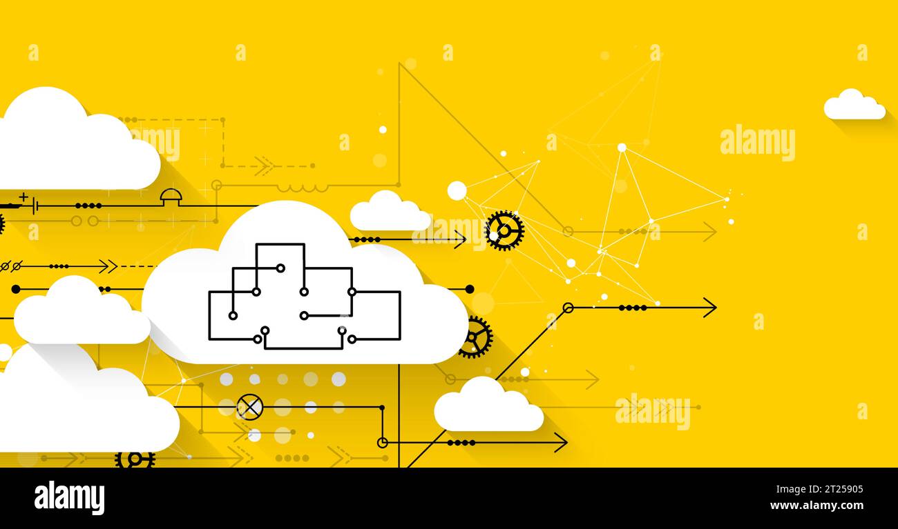 Cloud storage technology. Integrated digital web concept background ...