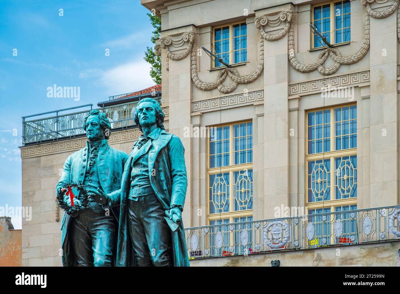 Goethe-Schiller Monument, bronze statue by Ernst Rietschel unveiled in ...