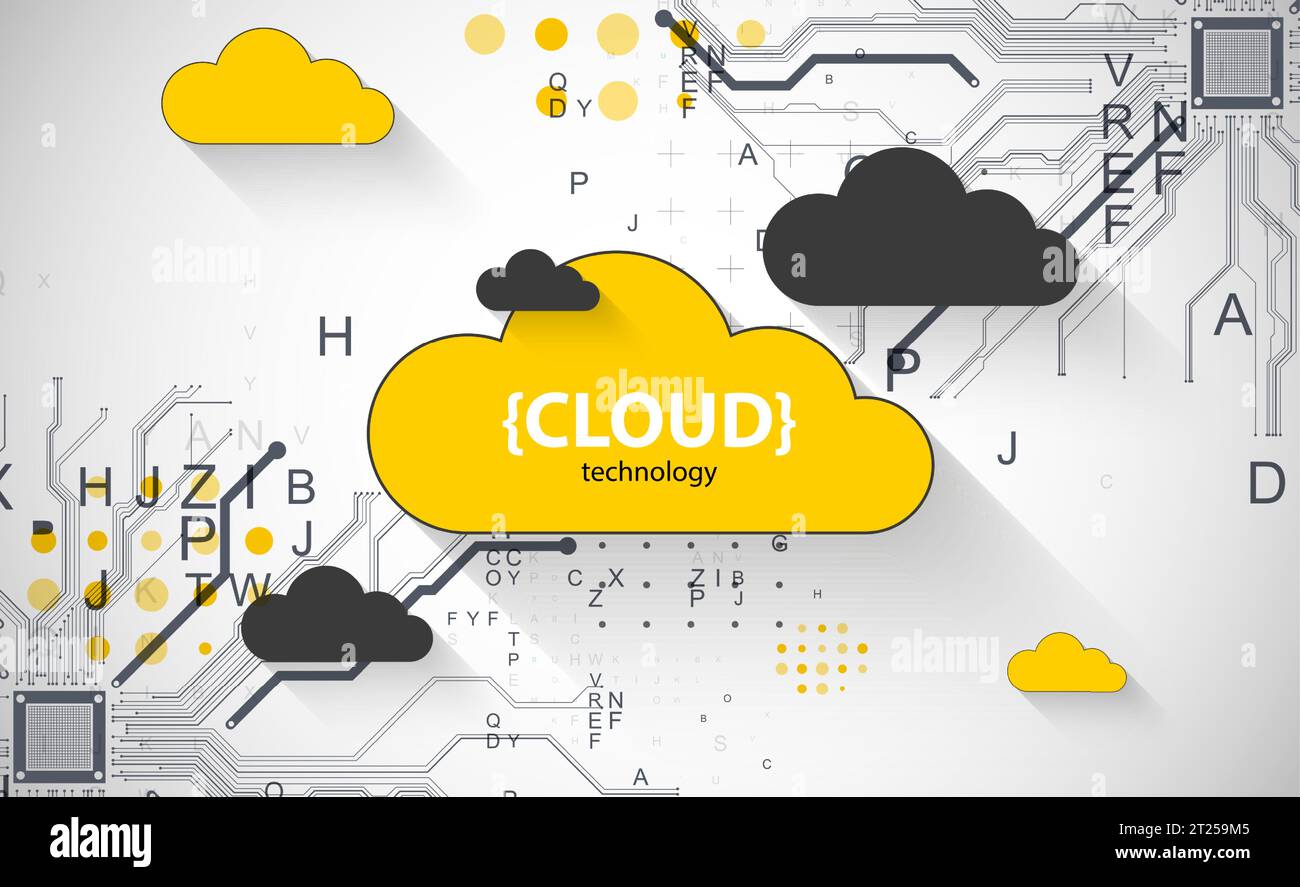 Cloud storage technology. Integrated digital web concept background ...