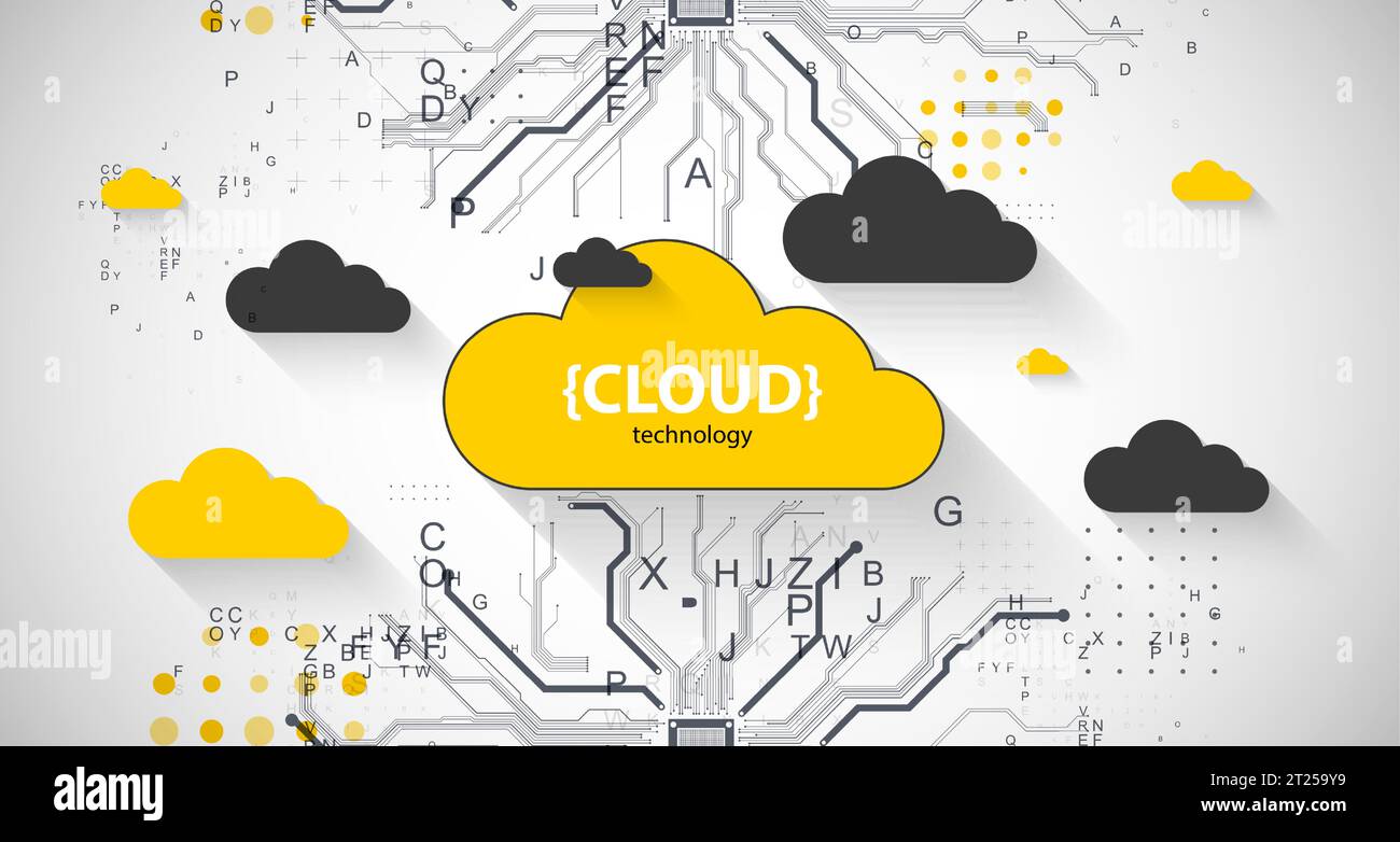 Cloud storage technology. Integrated digital web concept background ...