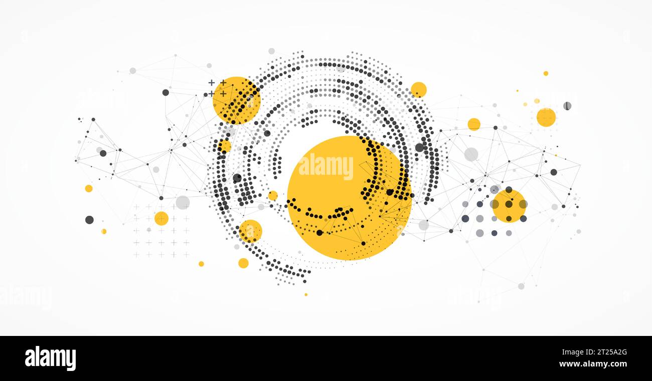 Halftone theme vector. Science abstract background with connecting dots and lines Stock Vector ...