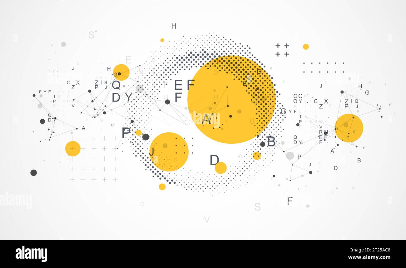 Halftone Science Background With Connecting Dots And Lines Digital Data Visualization Stock