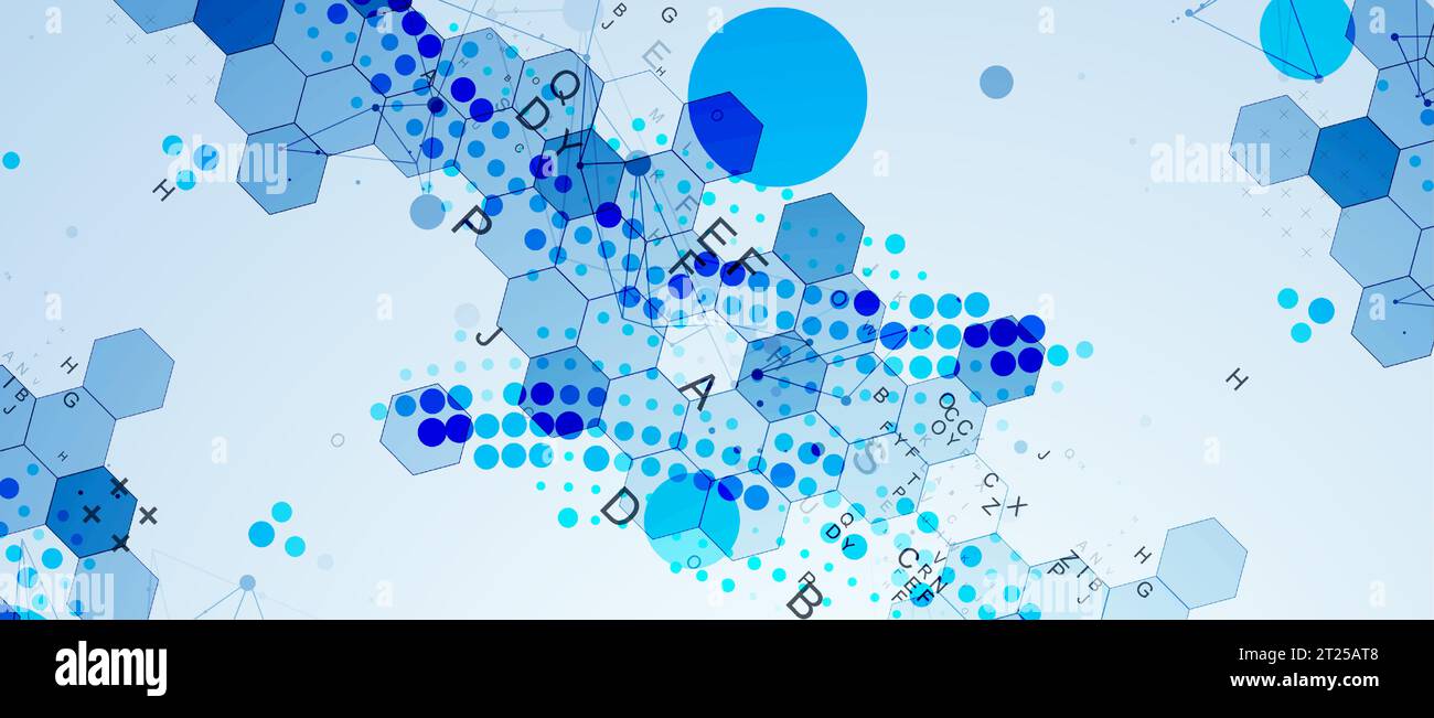 Abstract hexagon background with plexus effect and letters for design works. Vector Stock Vector ...