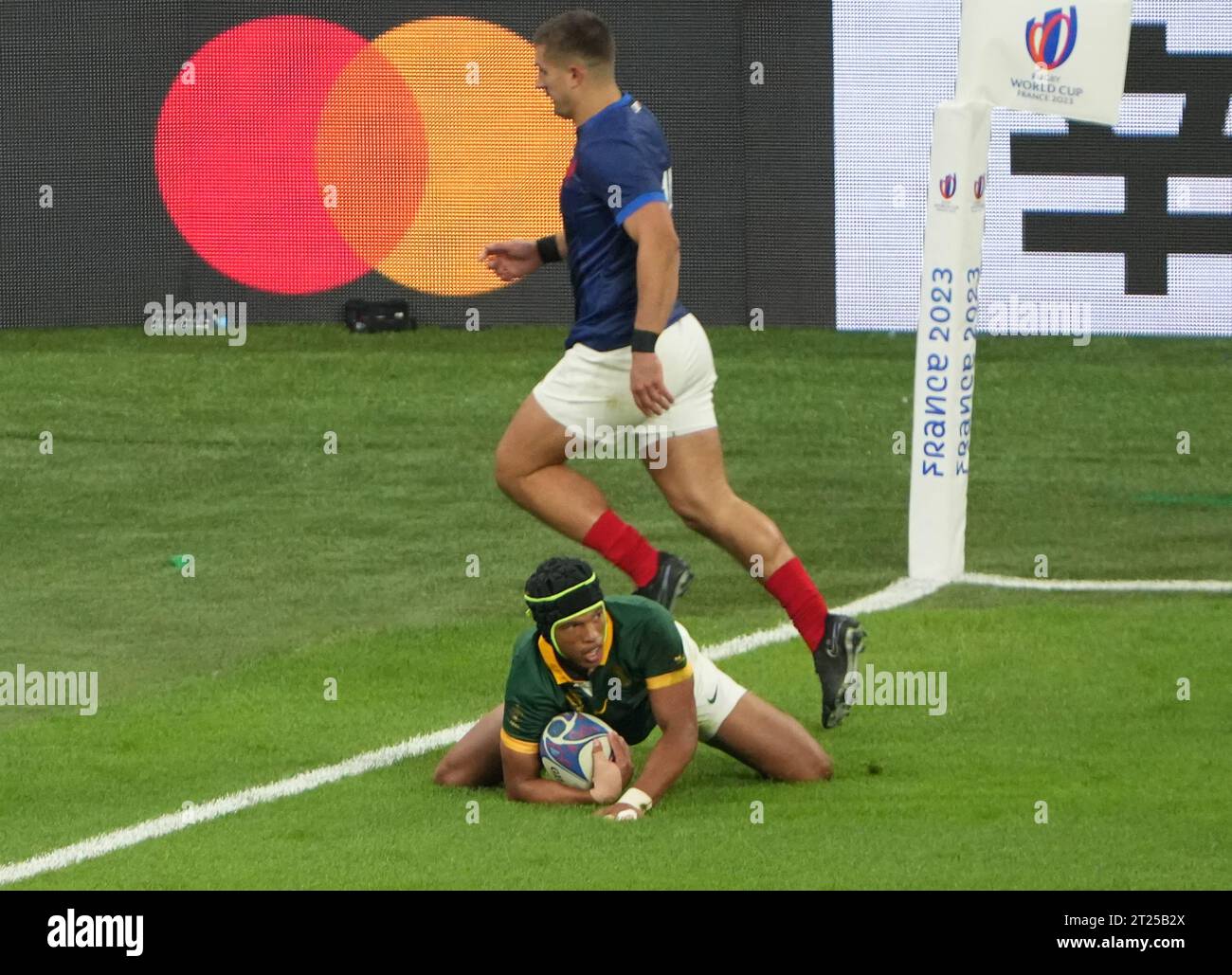 TRY Kurt - Lee Arendse of South Africa during the World Cup 2023 ...