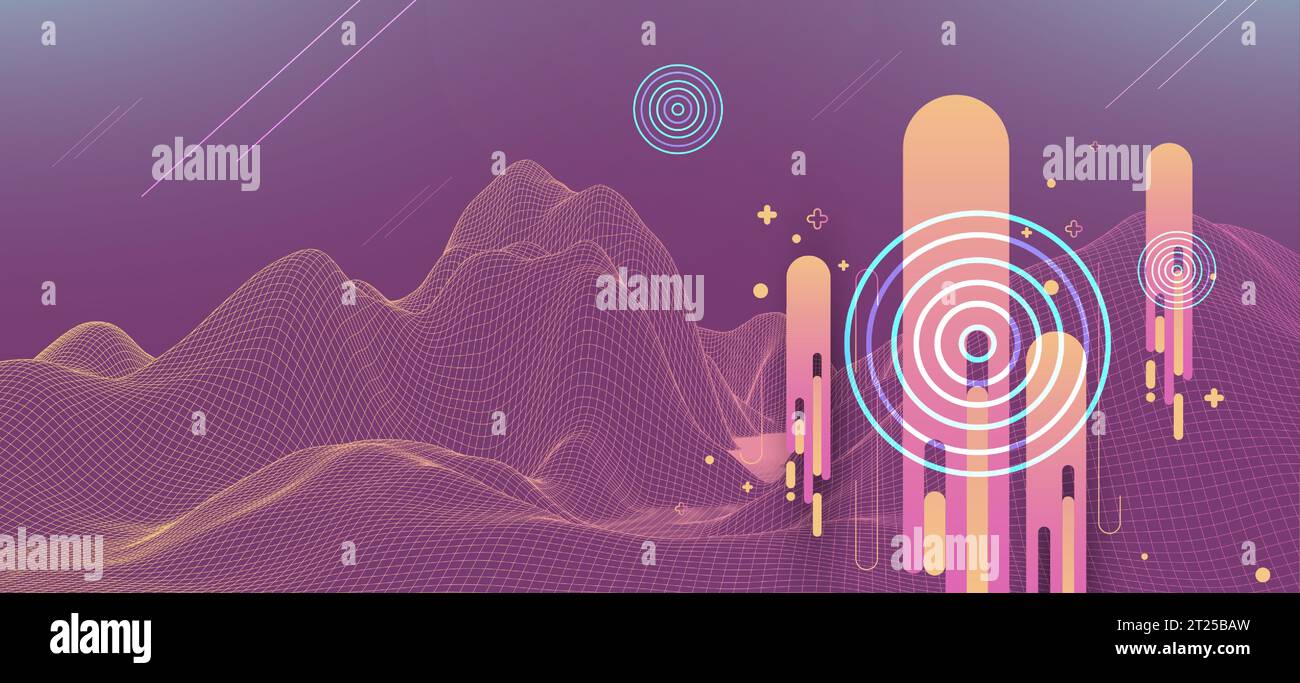 The abstract wave is made in a frame style. Template for science and ...