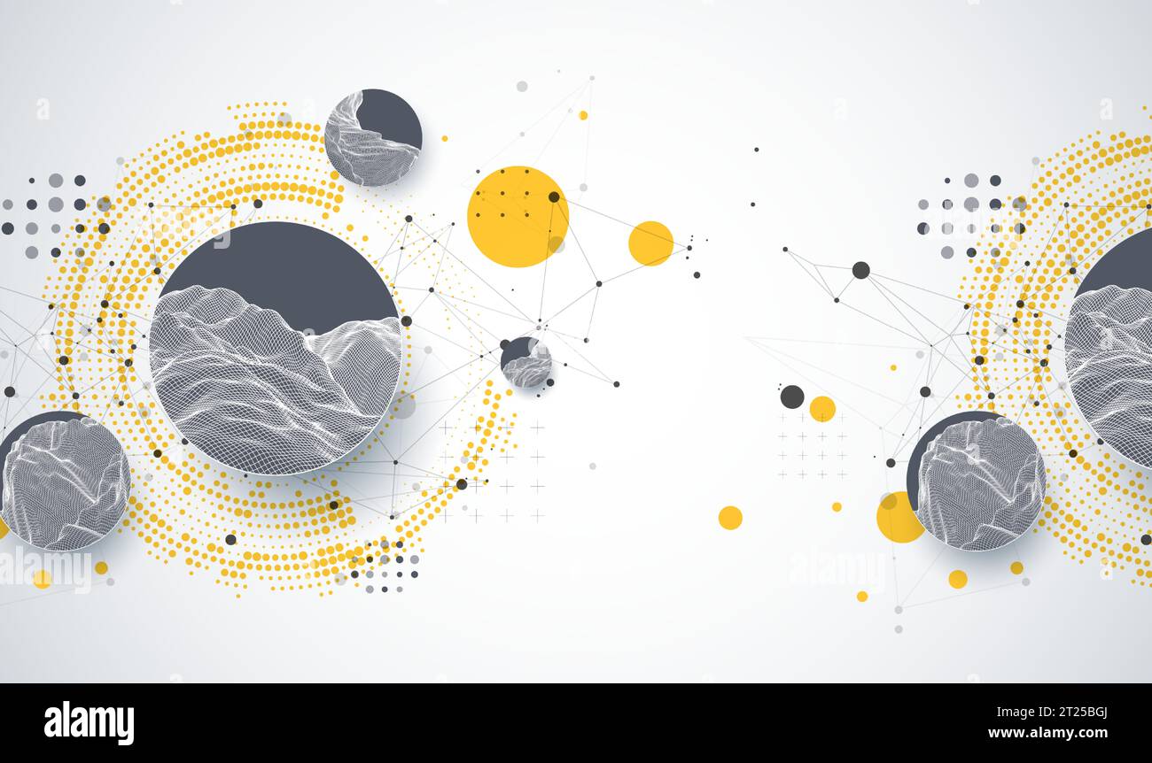 Trendy abstract wireframe background. Modern science or technology art elements. Surface ...