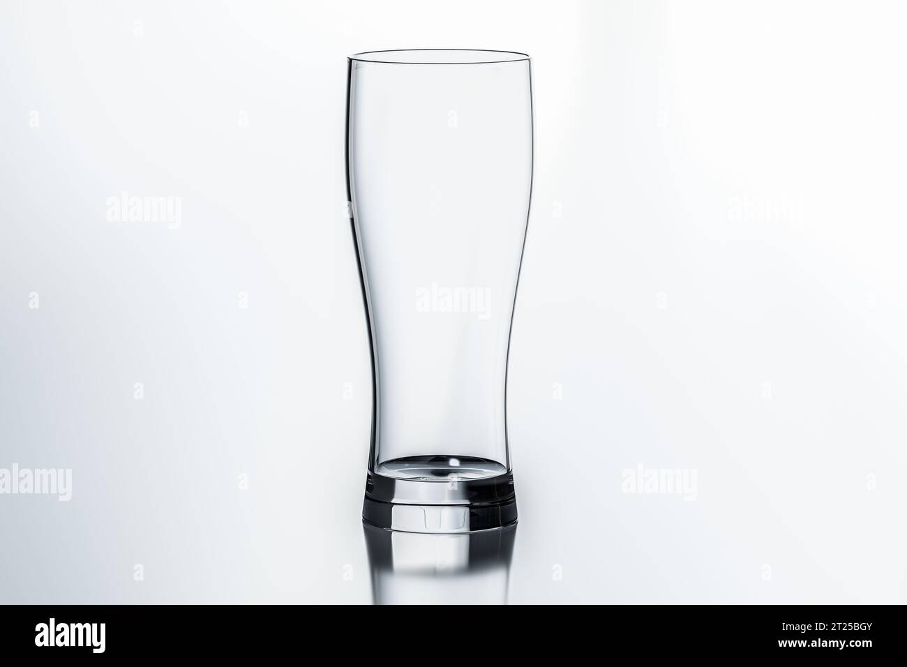 One empty glass. Empty glass for water, juice or beer. Transparent ...