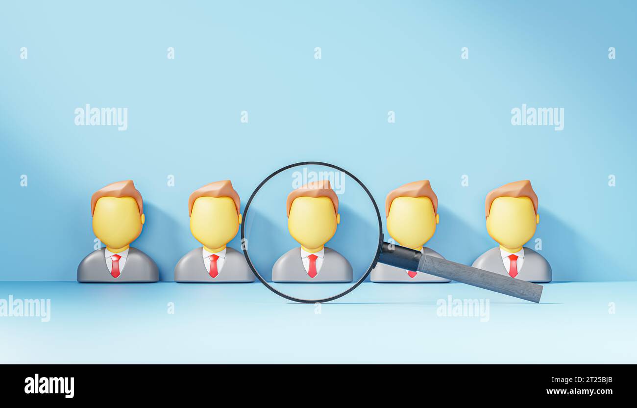 magnifying glass focused on person. looking for employee. Human ...
