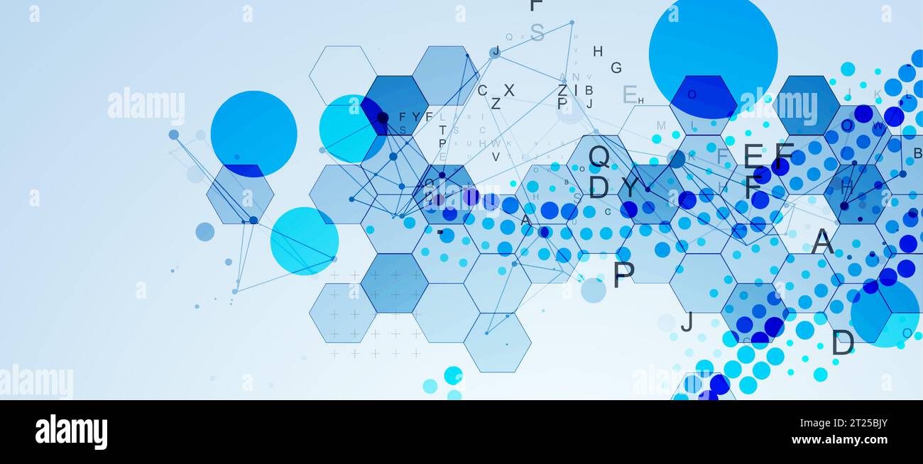 Abstract hexagon background with plexus effect and letters for design works. Vector Stock Vector ...