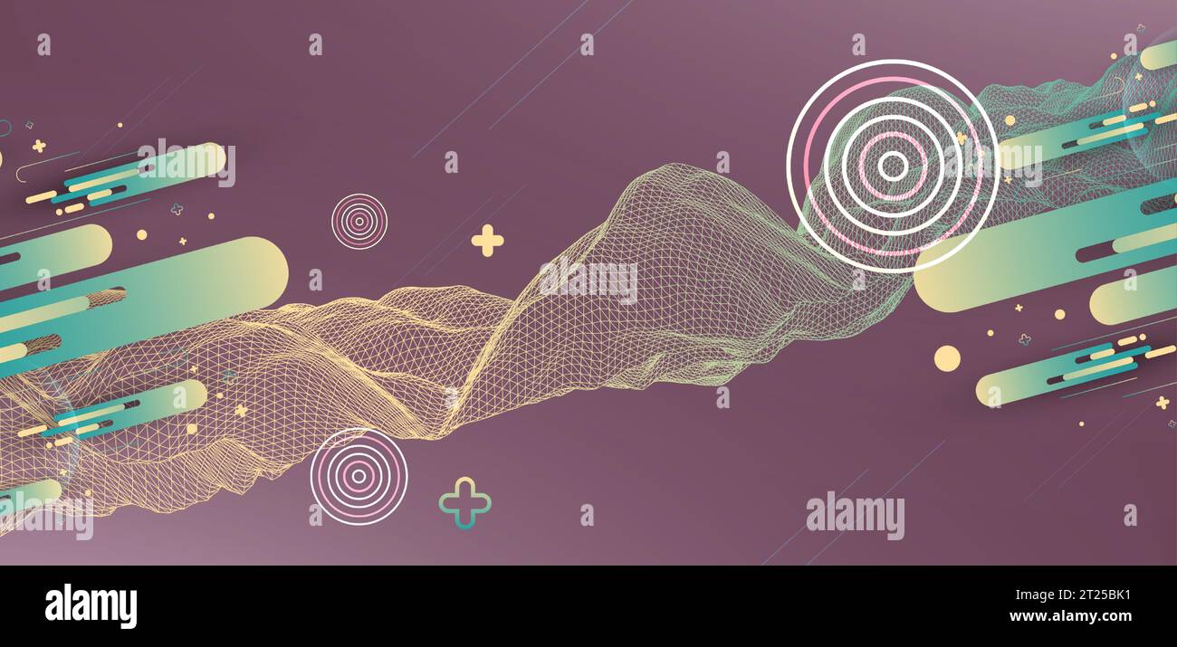 The abstract wave is made in a frame style. Template for science and ...