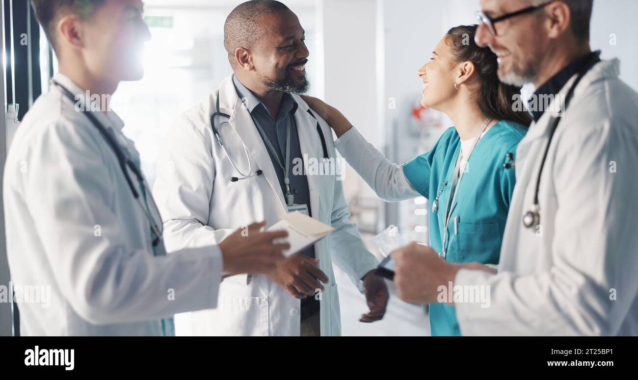 Doctors, nurses and team or hospital management with workflow, schedule ...