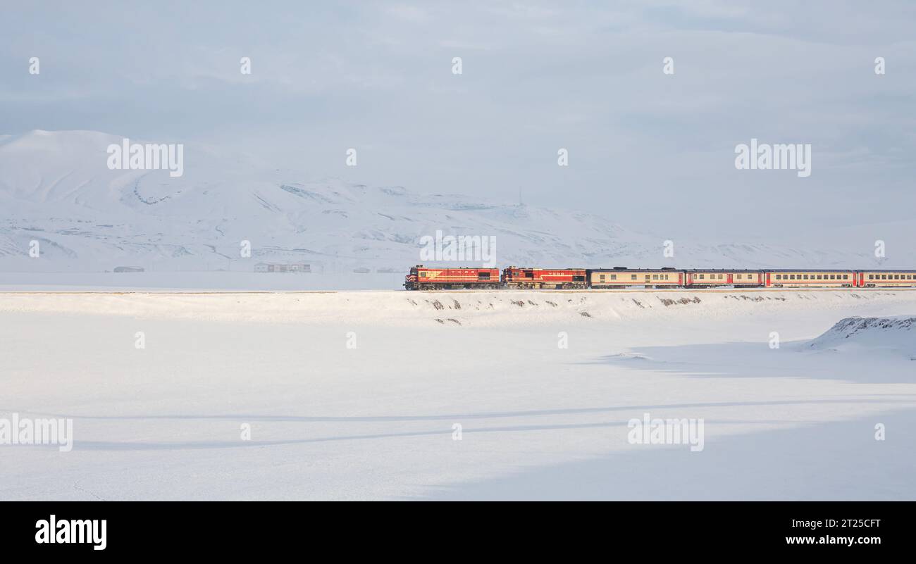 Bitlis Province, Tatvan district, Kirkor Mountain and train crossing ...