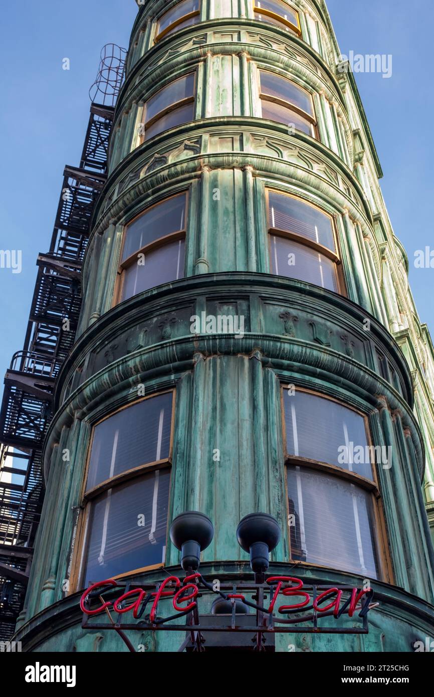SAN FRANCISCO, USA - April 22, 2023: From below exterior of old ...