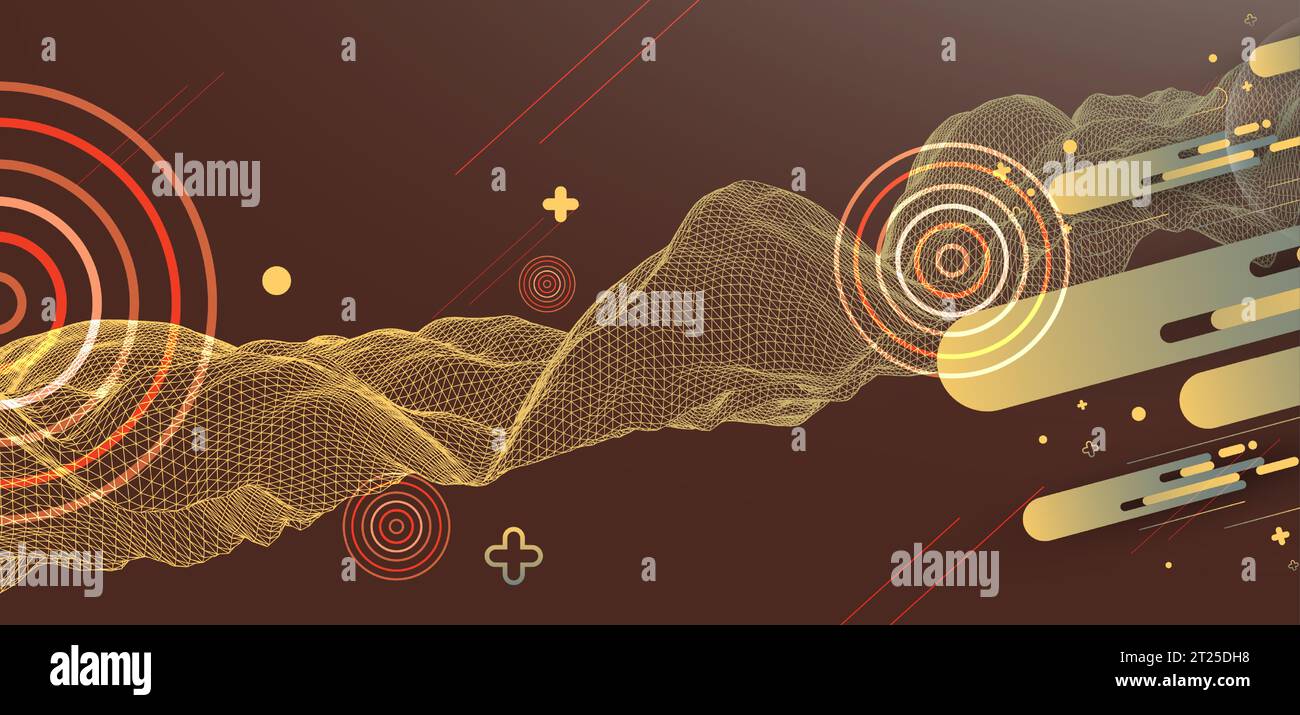 The abstract wave is made in a frame style. Template for science and ...