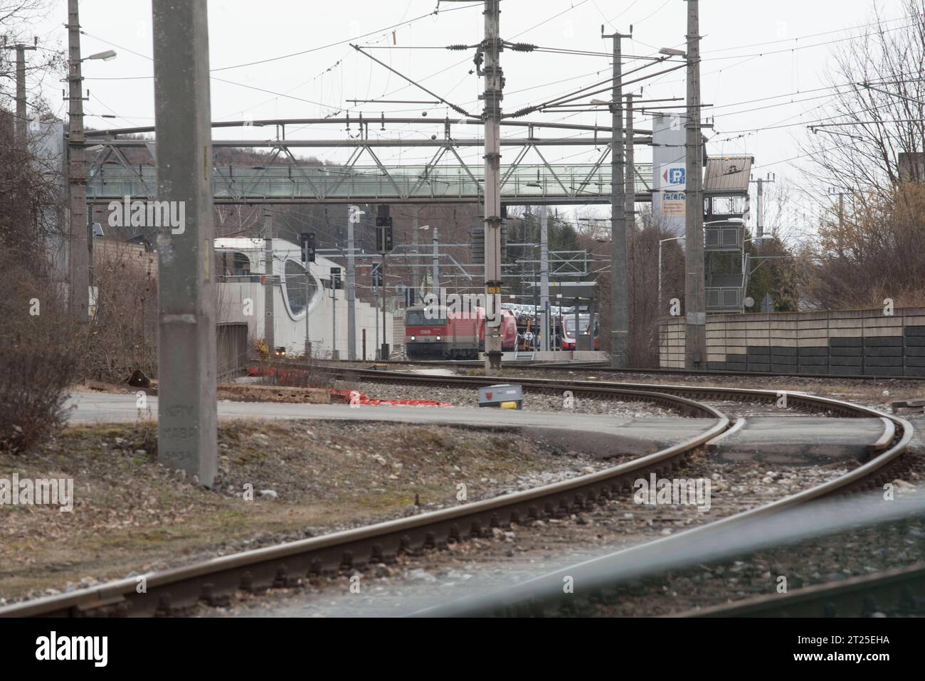 a OEBB locomotive or engine, a rail transport vehicle for train ...