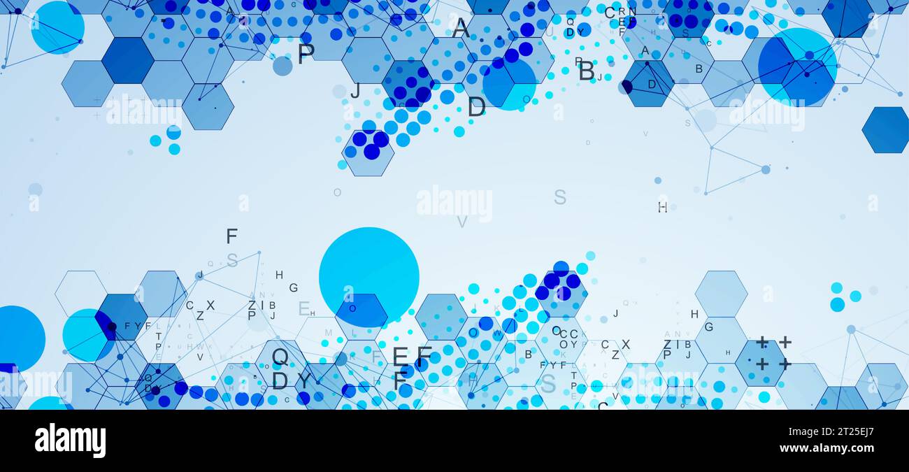 Abstract hexagon background with plexus effect and letters for design works. Vector Stock Vector ...