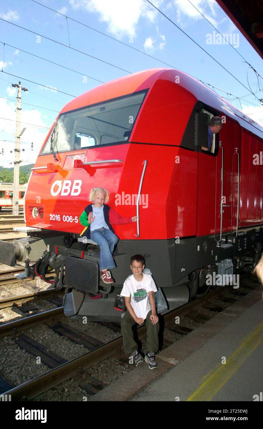 a OEBB locomotive or engine, a rail transport vehicle for train ...