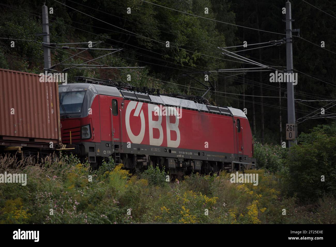 a OEBB locomotive or engine, a rail transport vehicle for train ...