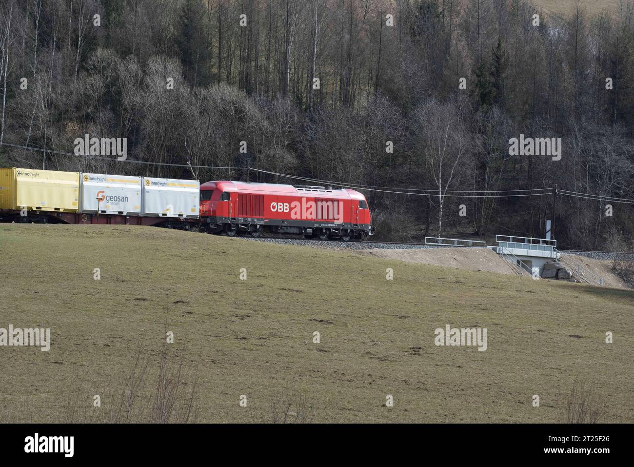 a OEBB locomotive or engine, a rail transport vehicle for train ...
