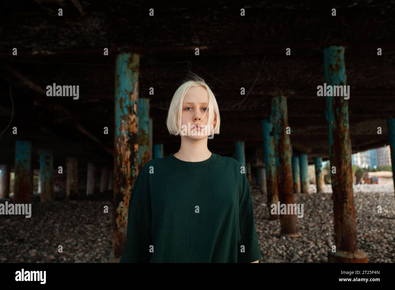 Young nice model woman with short bob hairstyle portrait Stock Photo ...