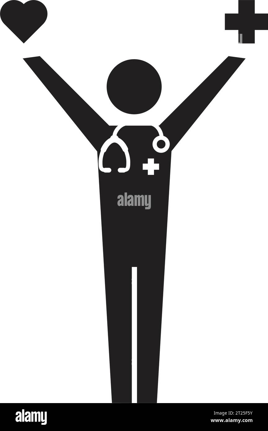 Doctor icon vector male pictogram with heart symbol for medical ...