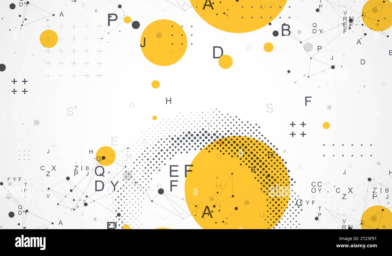 Halftone Science Background With Connecting Dots And Lines Digital Data Visualization Stock