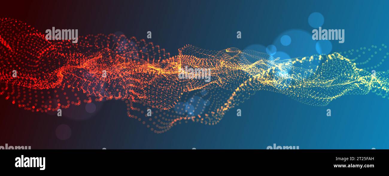 Abstract background. Particles liquid dynamic flow. Trendy fluid cover ...
