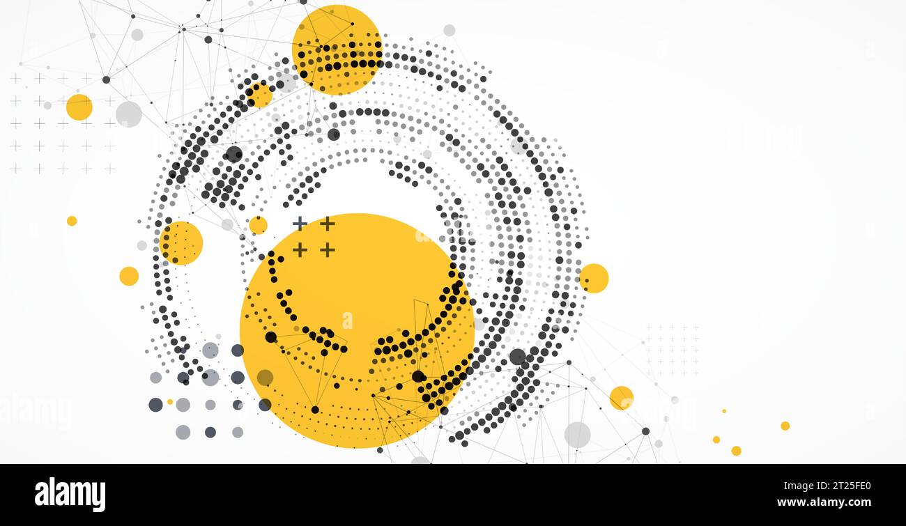 Halftone theme vector. Science abstract background with connecting dots and lines Stock Vector ...