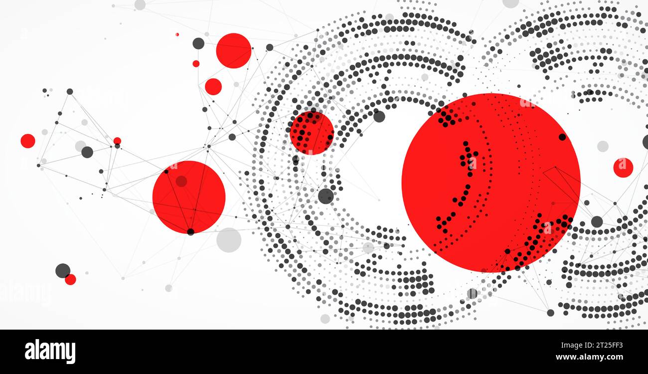 Halftone theme vector. Science abstract background with connecting dots and lines Stock Vector ...