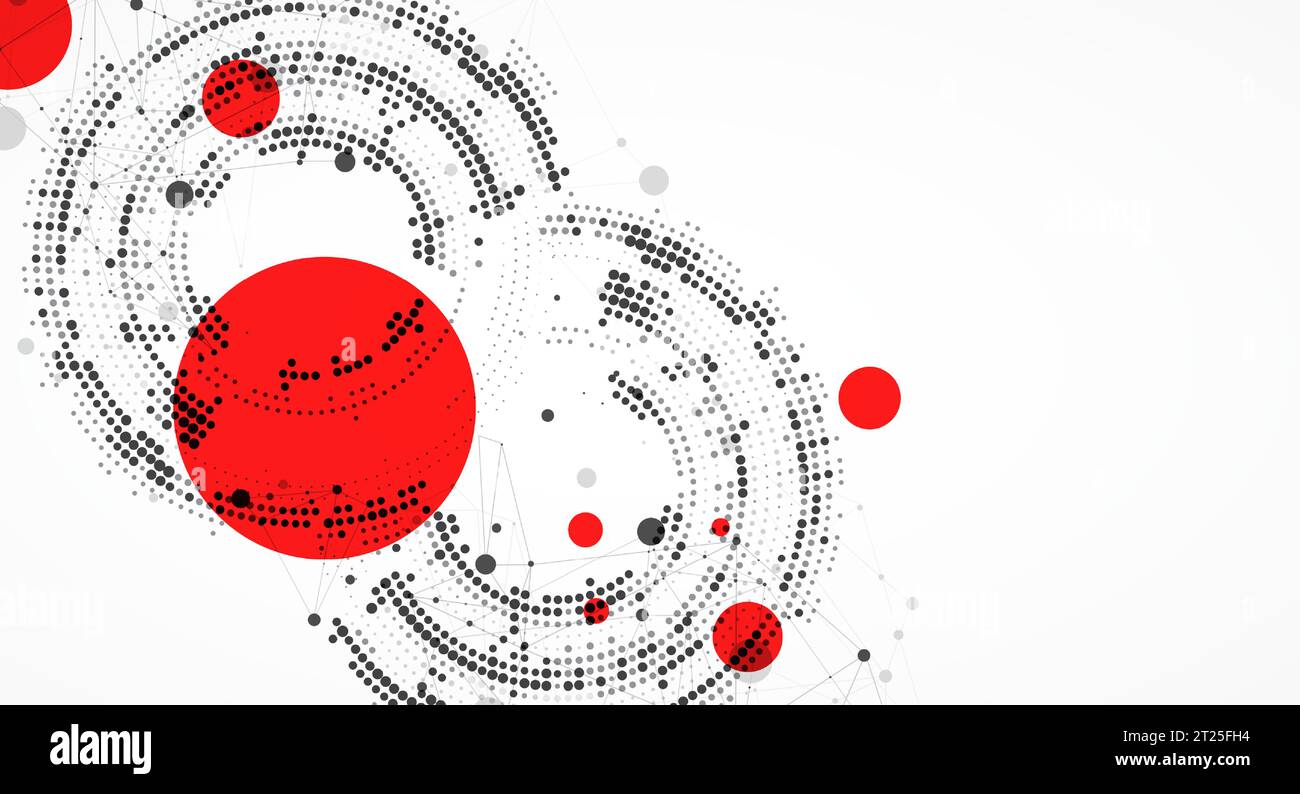 Halftone theme vector. Science abstract background with connecting dots and lines Stock Vector ...