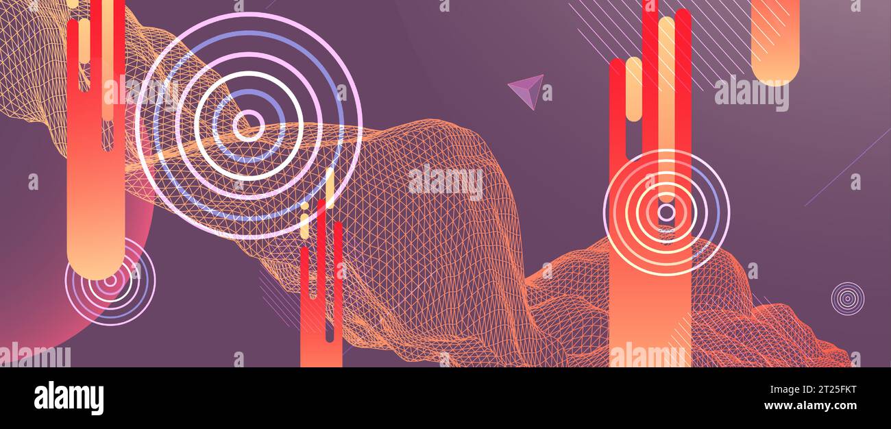 The abstract wave is made in a frame style. Template for science and ...