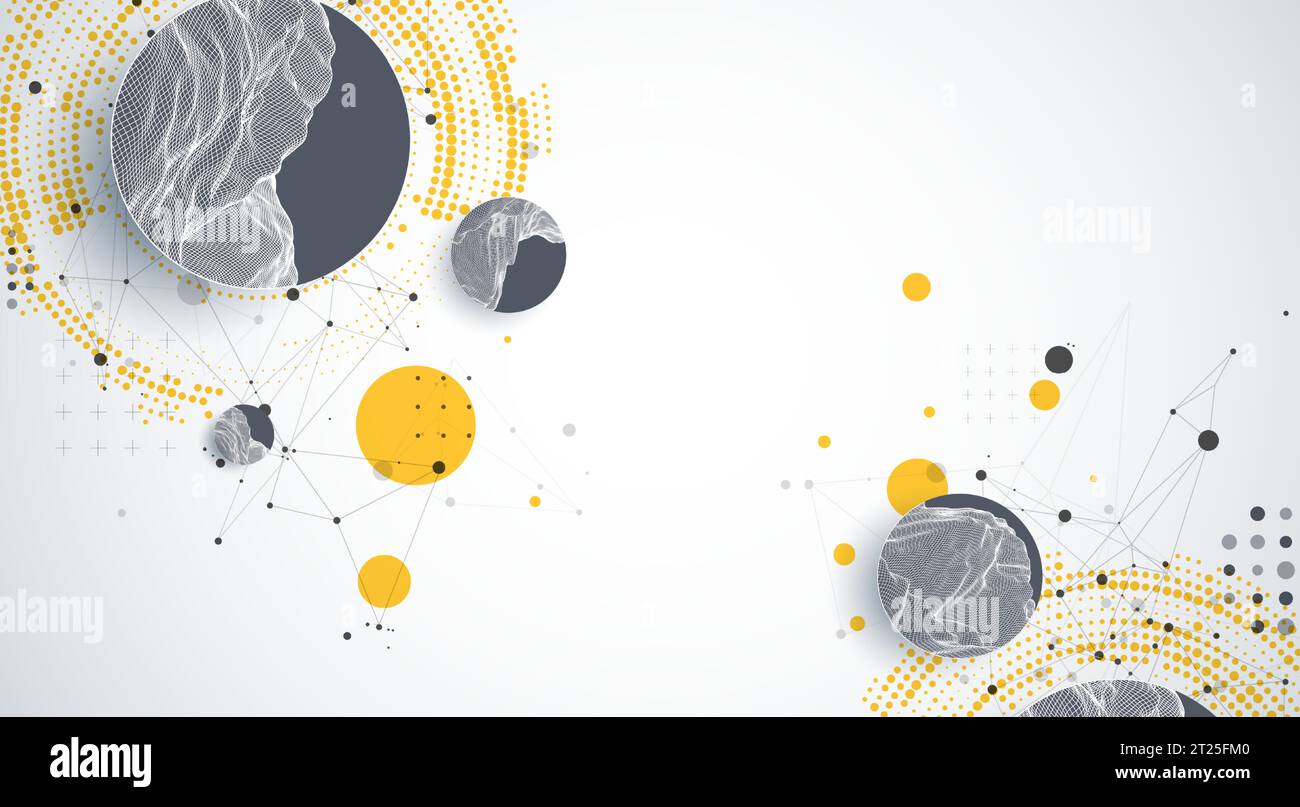 Trendy abstract wireframe background. Modern science or technology art elements. Surface ...