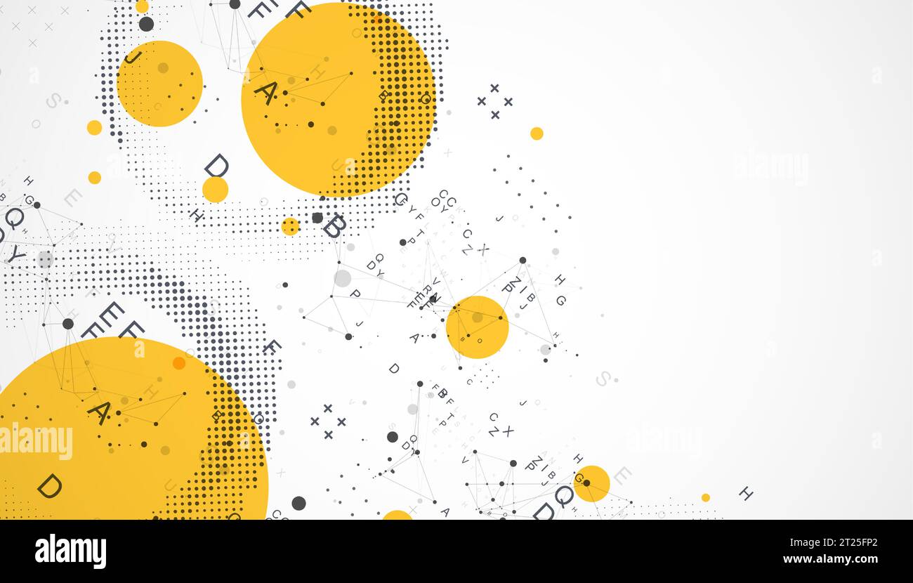 Halftone Science Background With Connecting Dots And Lines Digital Data Visualization Stock