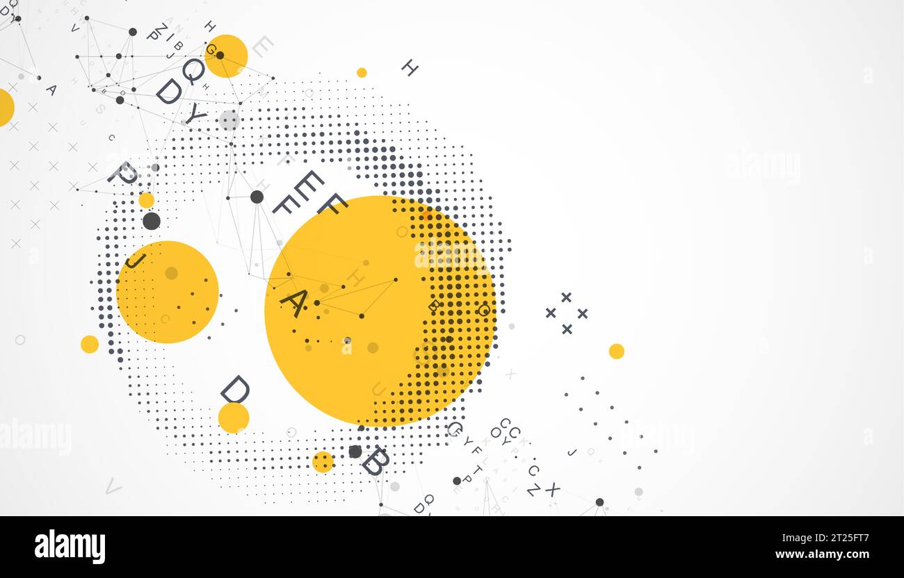 Halftone science background with connecting dots and lines. Digital data visualization Stock ...