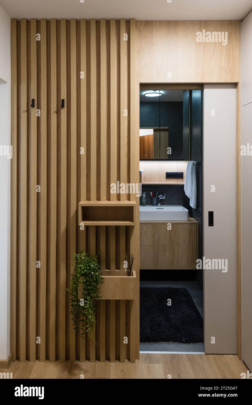 Hallway of small urban apartment Stock Photo - Alamy