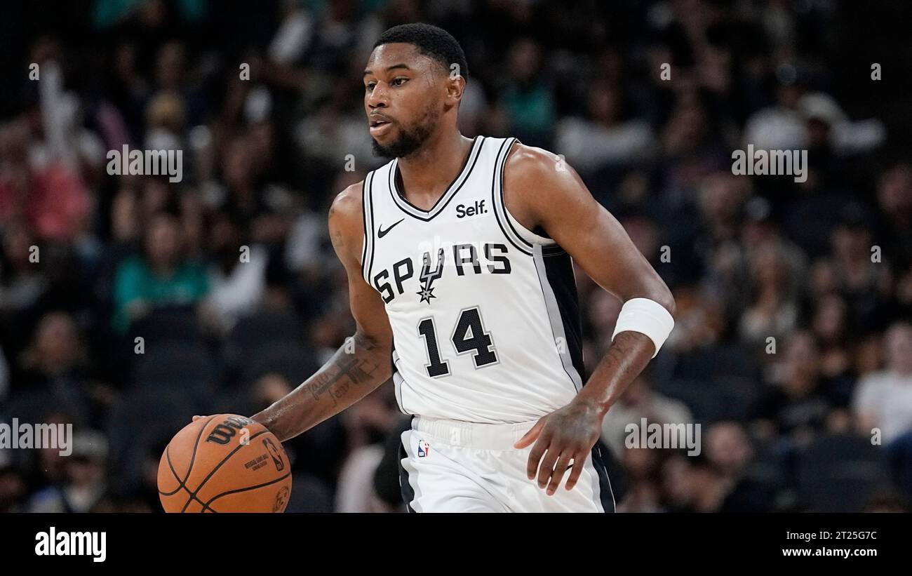 San Antonio Spurs guard Blake Wesley (14) during the first half of a ...