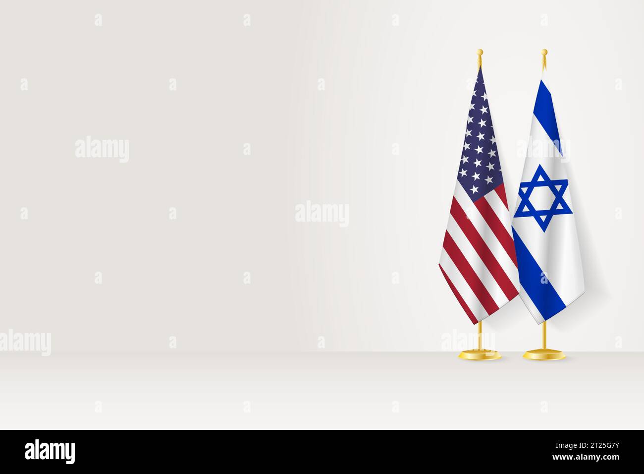 Flags of United States and Israel on flag stand, meeting between two ...
