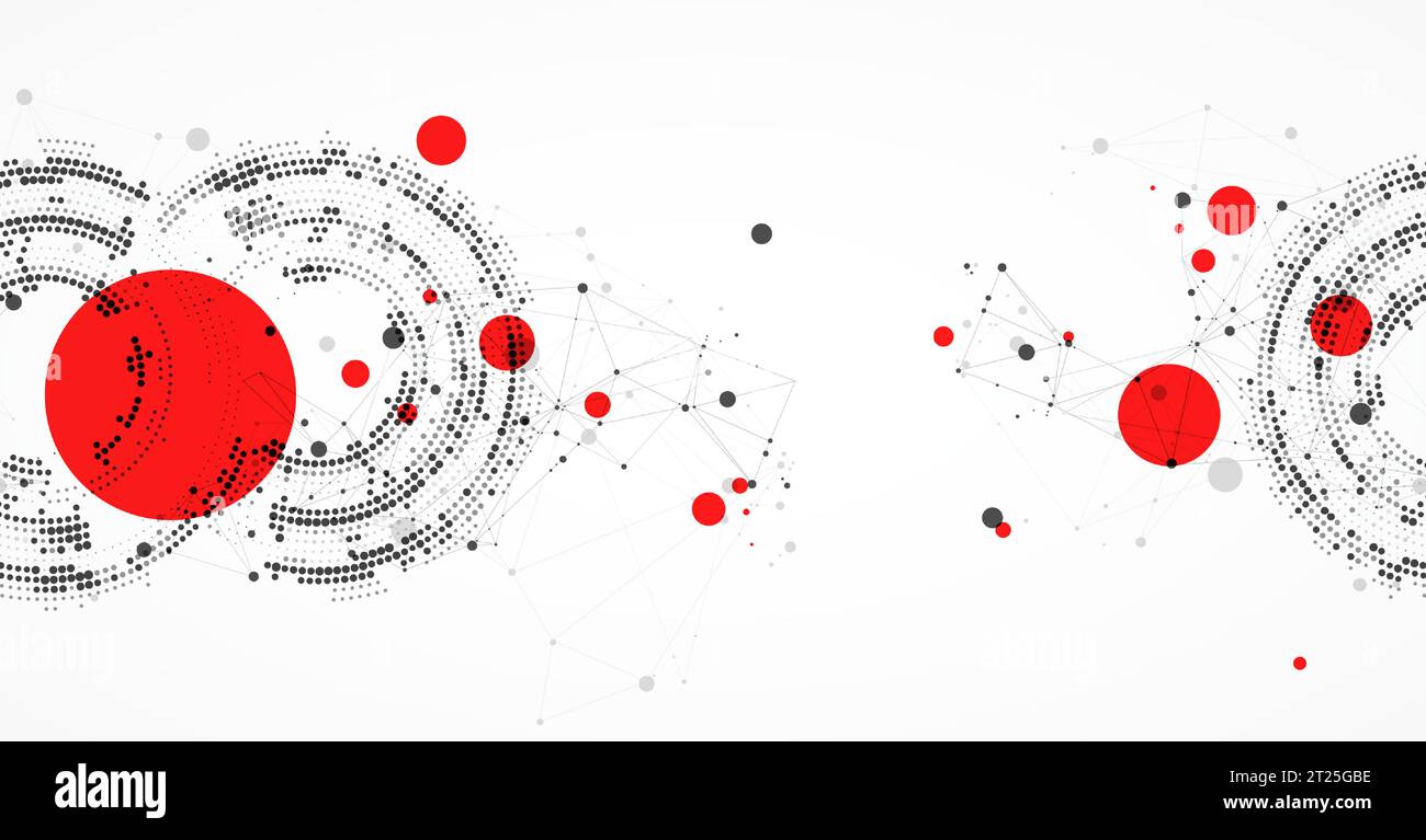 Halftone theme vector. Science abstract background with connecting dots and lines Stock Vector ...