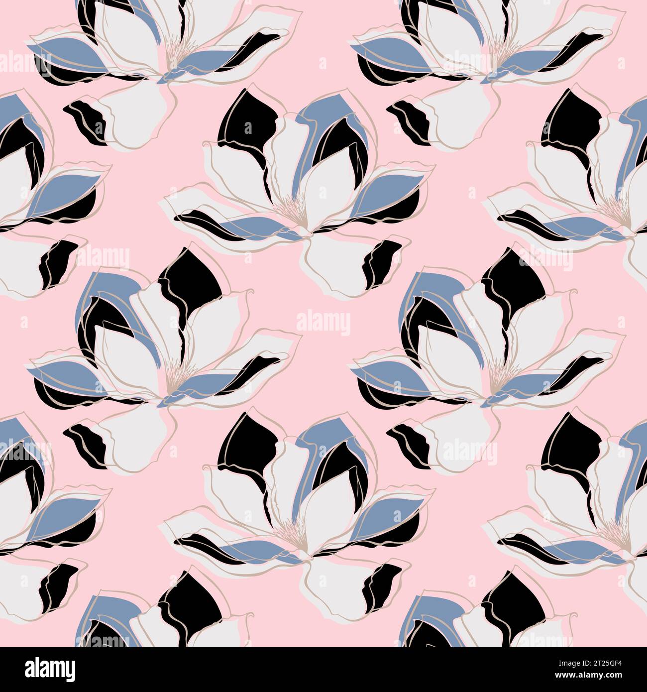 Pattern with beautiful magnolia, glamorous and elegant pink background ...