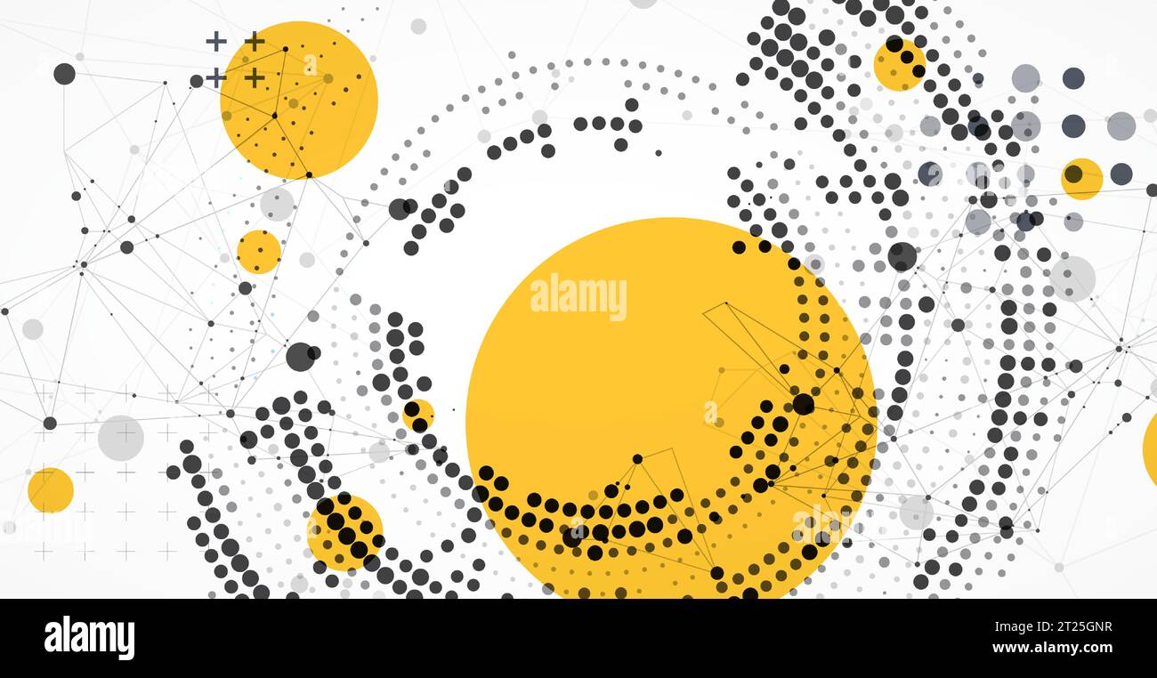 Halftone theme vector. Science abstract background with connecting dots and lines Stock Vector ...