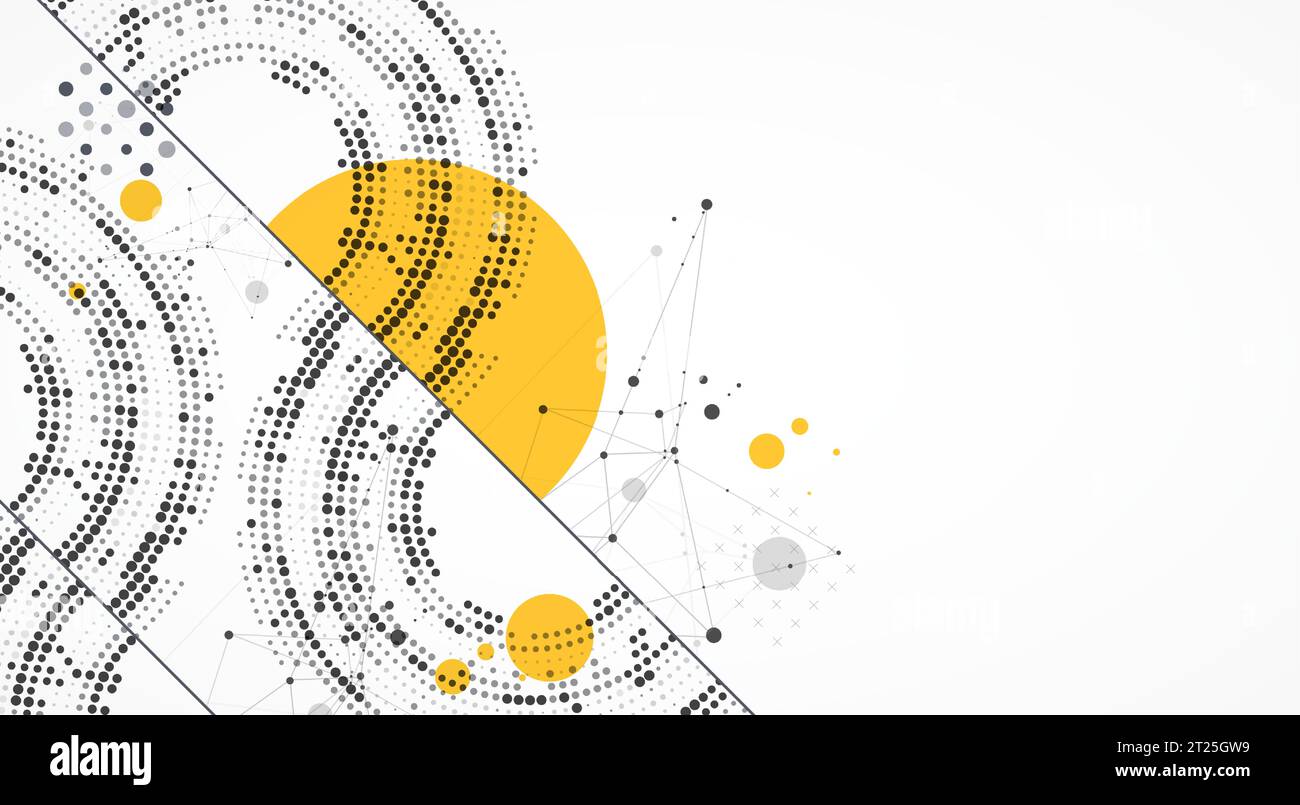 Halftone theme vector. Science abstract background with connecting dots and lines Stock Vector ...