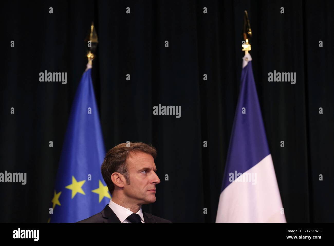 French President Emmanuel Macron attends a press conference with ...