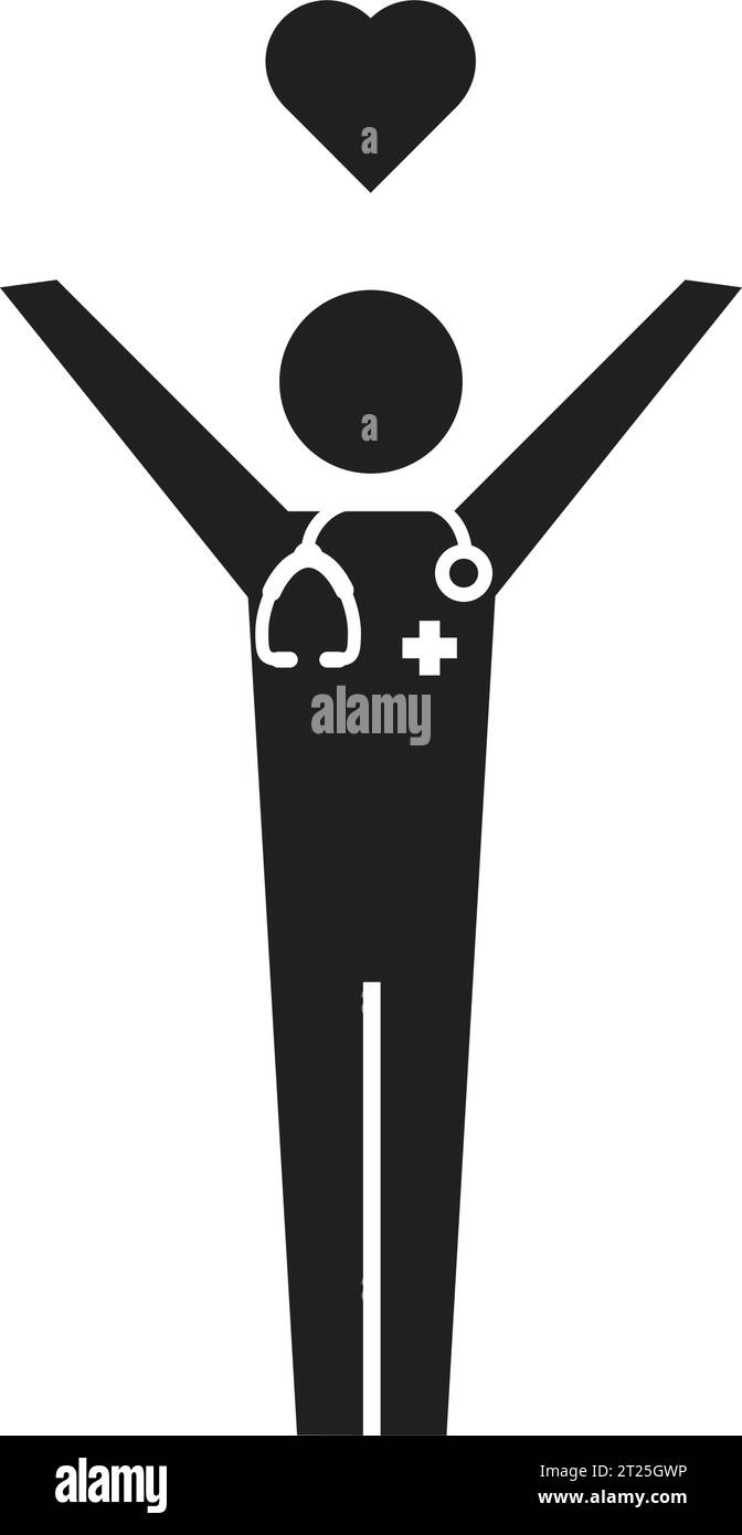 Doctor icon vector male pictogram with heart symbol for medical ...