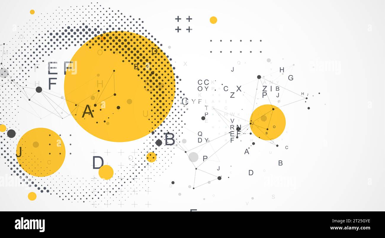 Halftone science background with connecting dots and lines. Digital data visualization Stock ...