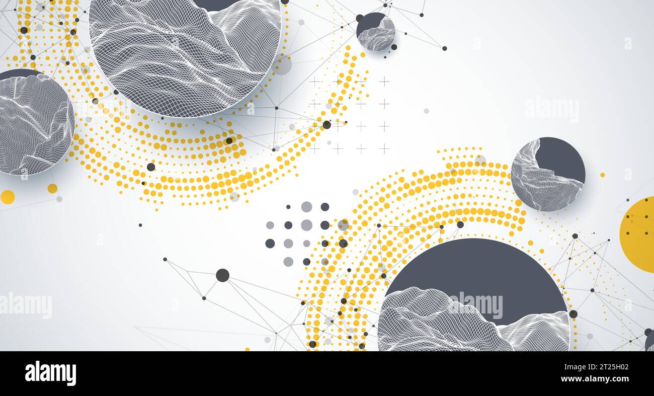 Trendy abstract wireframe background. Modern science or technology art ...