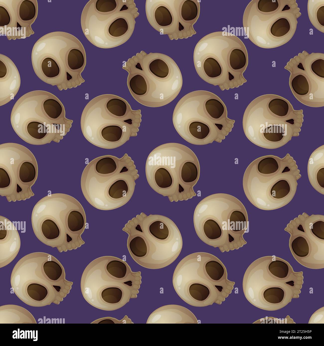 Halloween skull seamless pattern on purple background Stock Vector ...