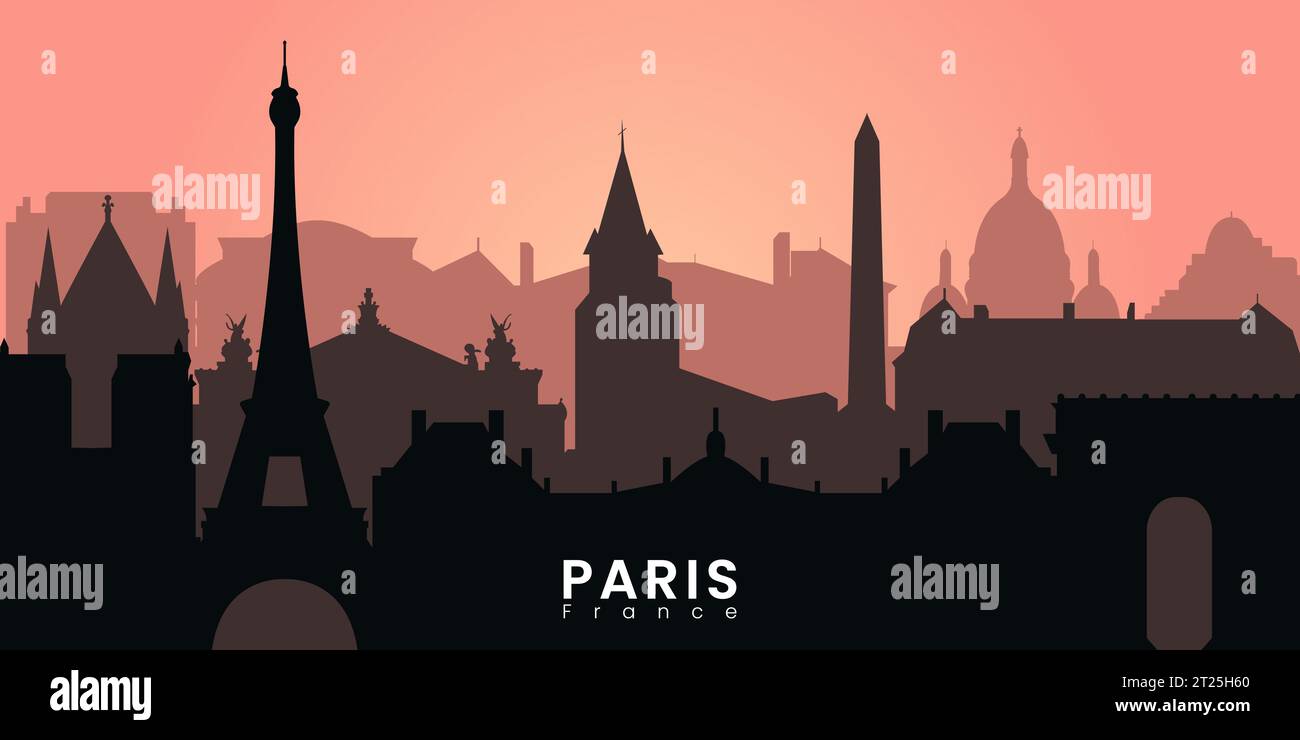 Paris City skyline. Silhouette City Paris France background. Vector ...