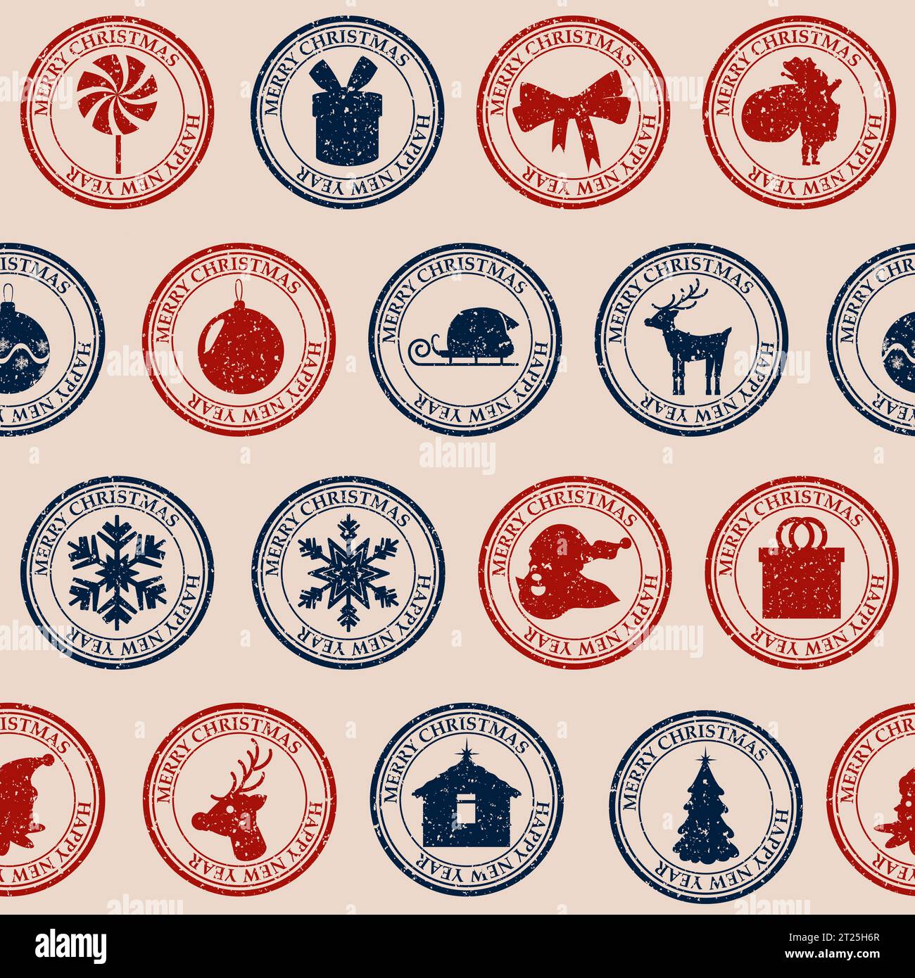 Christmas postal stamp seamless pattern old postage stamps Stock Vector ...