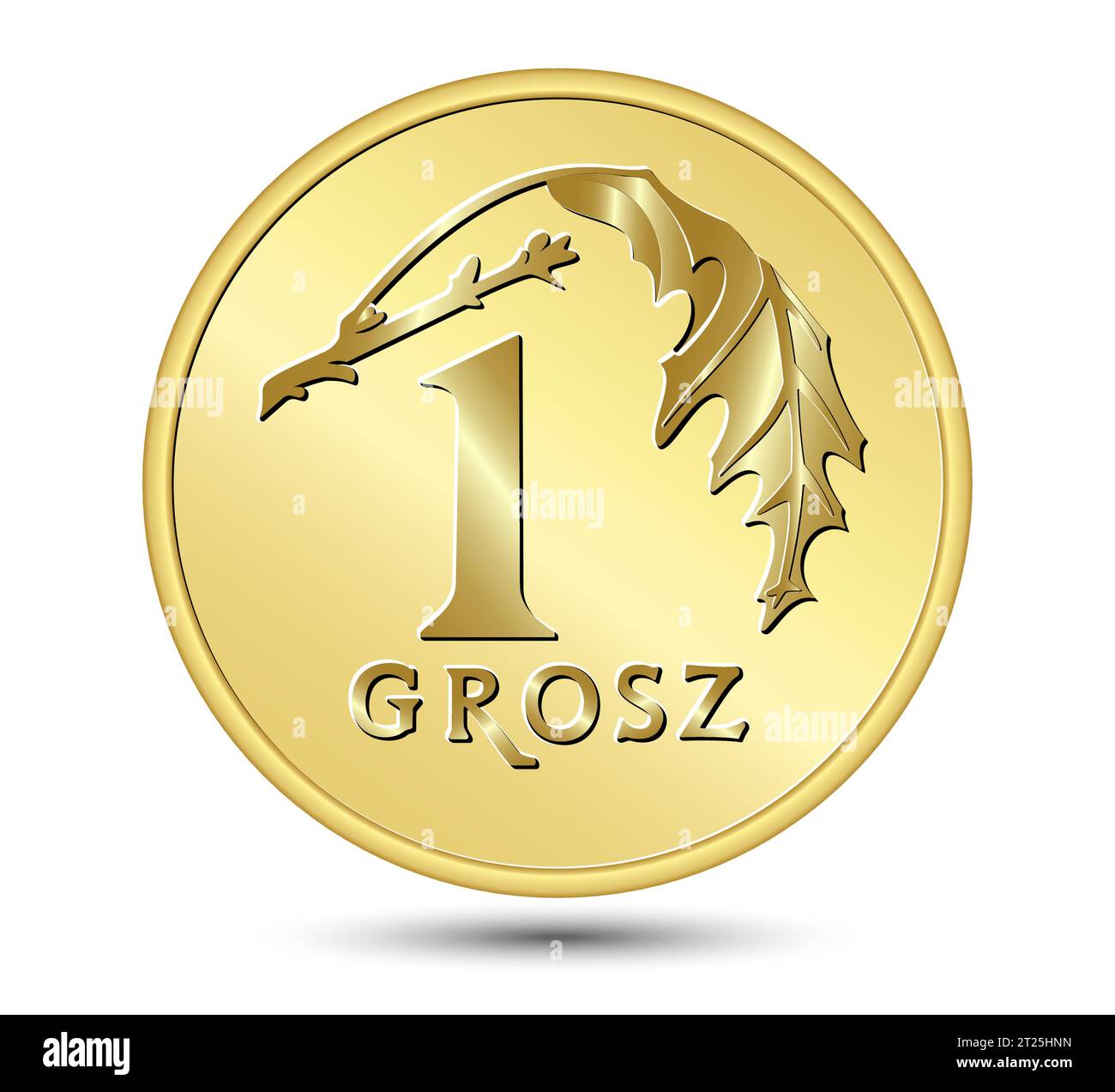 Reverse Polish money, one grosz copper coin. Vector illustration Stock ...